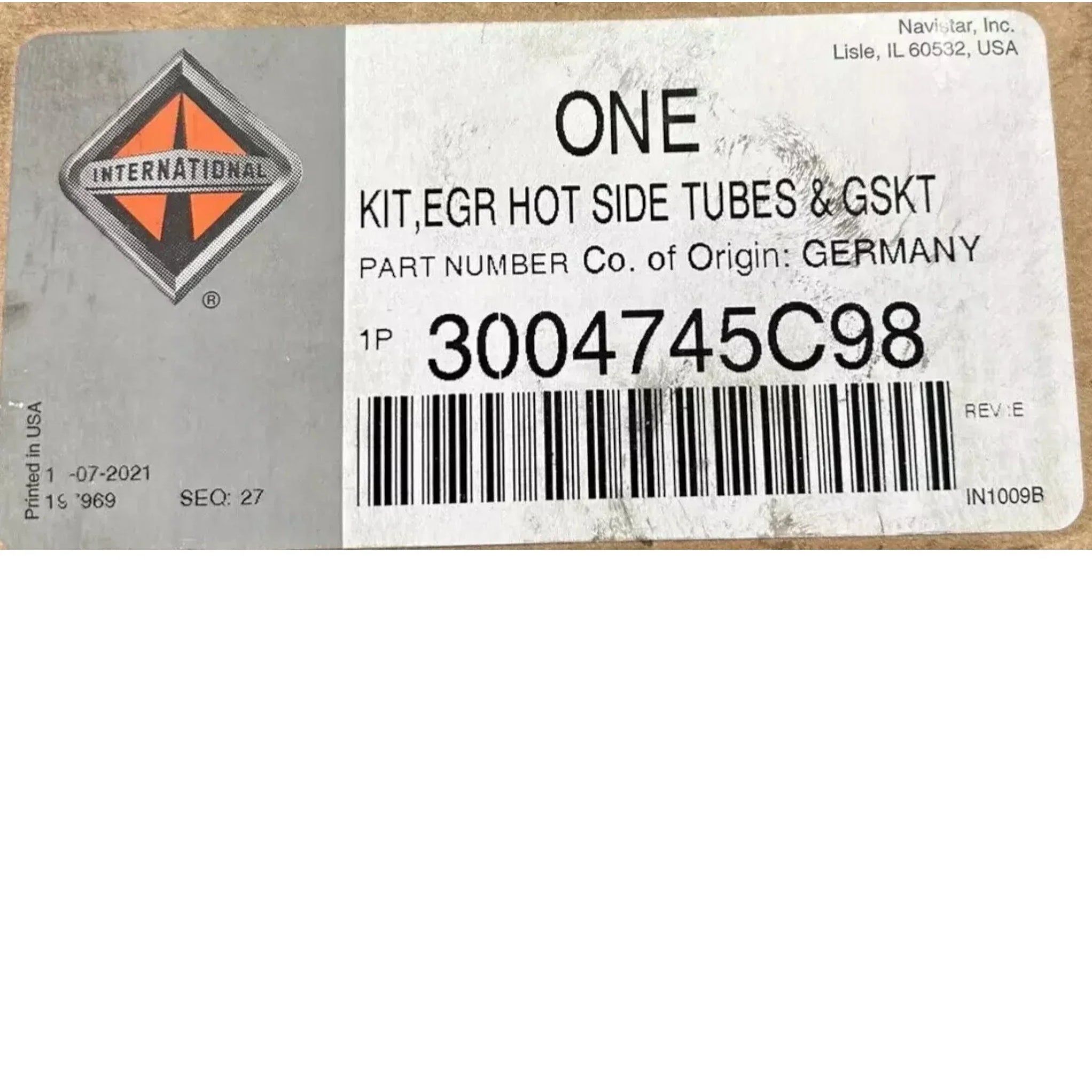 3004745C98 Genuine International EGR Hot Side Tubes Kit – ADVANCED ...