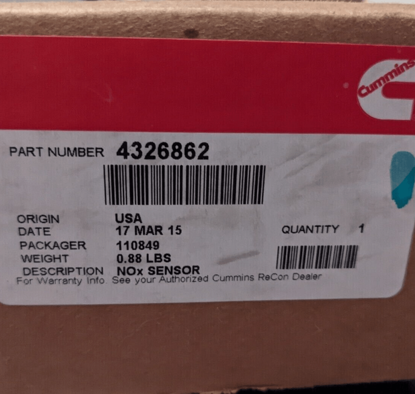 4326862 Genuine Cummins® Nox Nitrogen Oxide Sensor — ADVANCED TRUCK PARTS