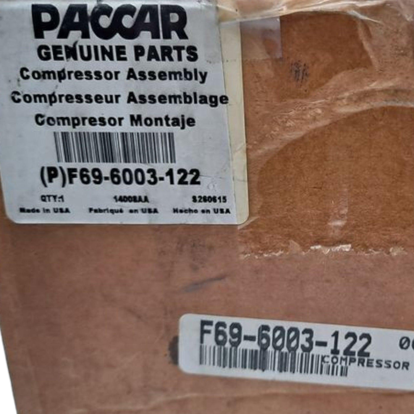 F69-6003-122 Genuine Paccar AC Compressor — ADVANCED TRUCK PARTS