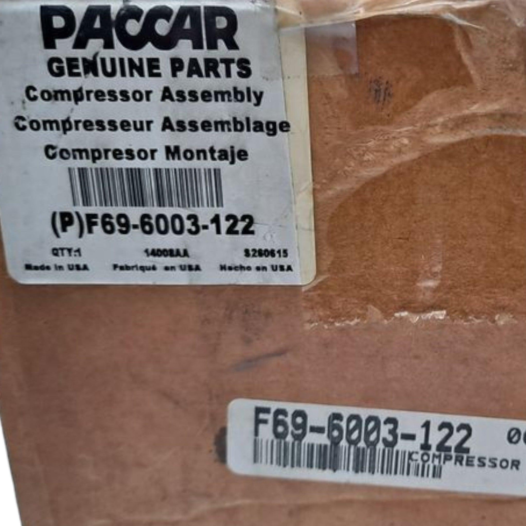 F69-6003-122 Genuine Paccar AC Compressor — ADVANCED TRUCK PARTS
