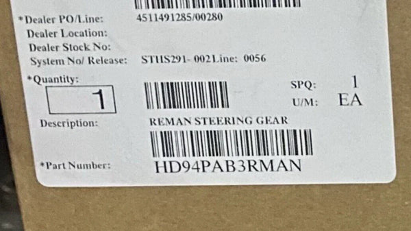 HD94PAB3RMAN Genuine Sheppard Steeering Gear HD94 – ADVANCED TRUCK PARTS