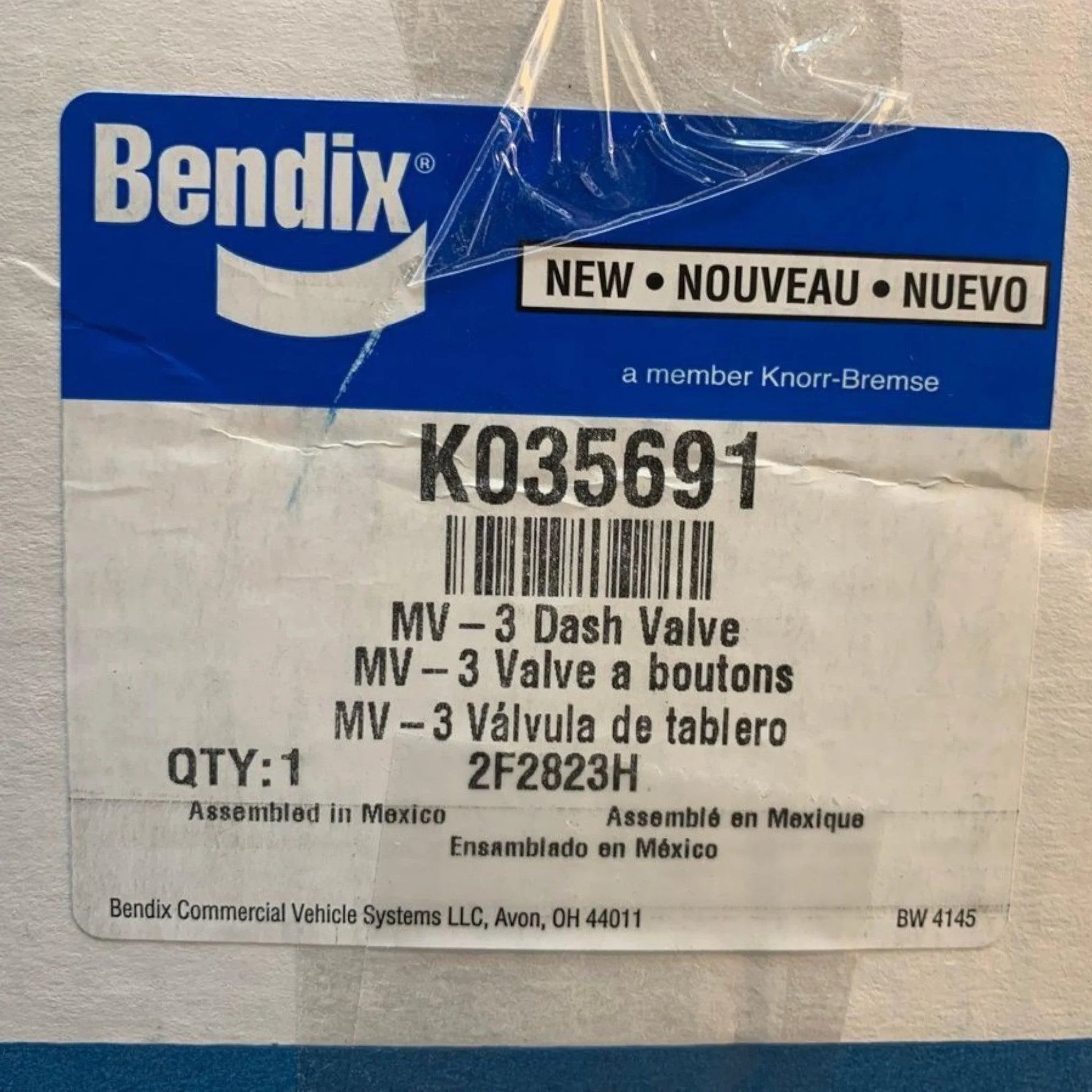 745-K035691 Genuine Bendix Air Brake Manifold Control Dash Valve MV-3 ...
