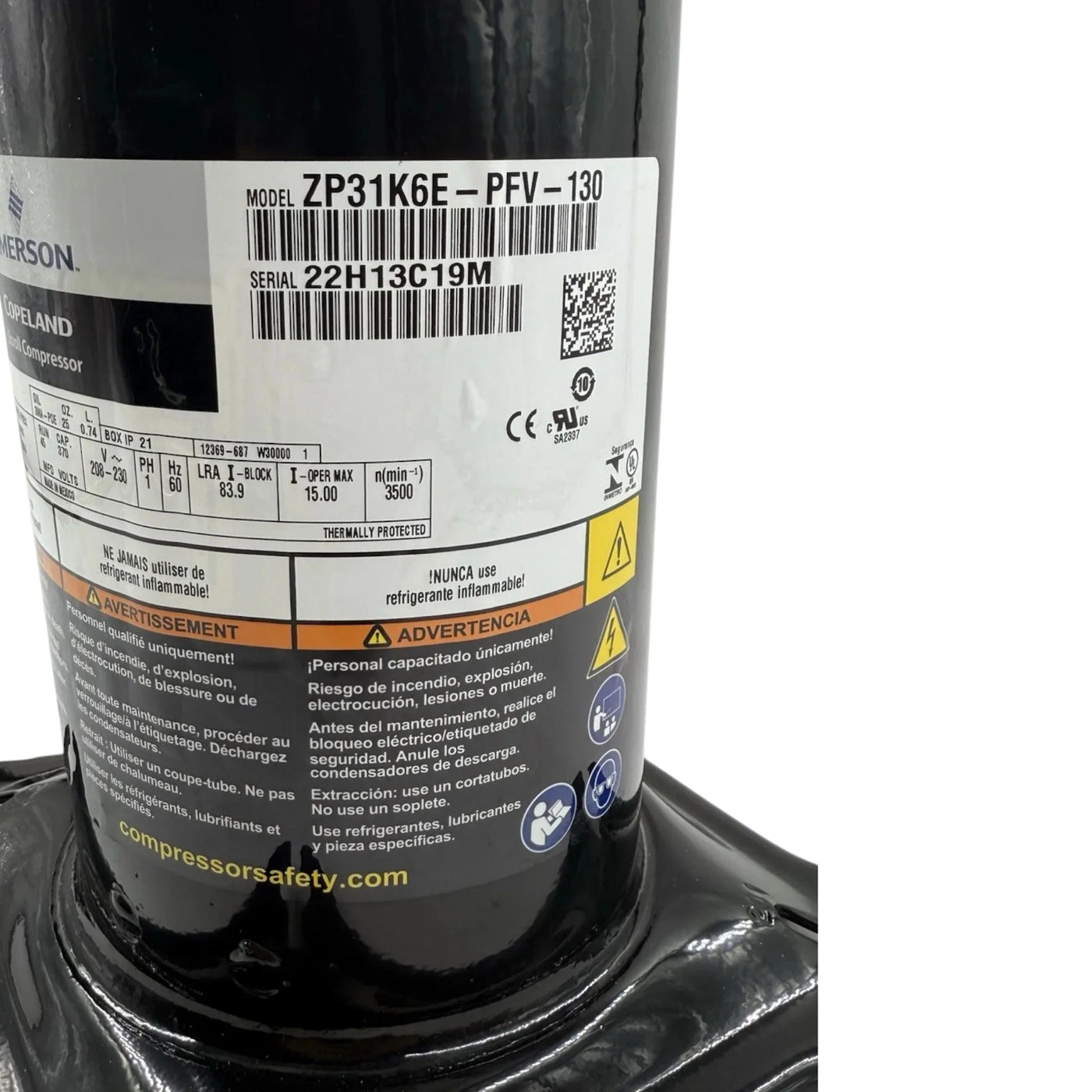 ZP31K6E-PFV-130 Genuine Copeland Scroll Compressor – ADVANCED TRUCK PARTS